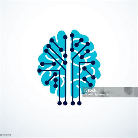 인공 지능 개념 벡터 디자인 디지털 마음과 세련 전자 기술 요소 아이콘 전구 안에 인간의 해 부 두뇌 스마트 소프트웨어 미래의 아이디어입니다 감정에 대한 스톡 벡터 아트 및