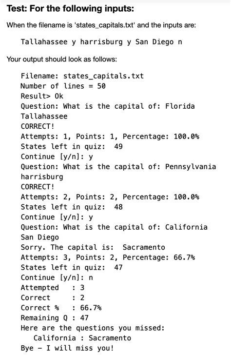 Solved Test For The Following Inputs When The Filename Is