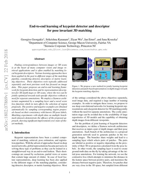 End To End Learning Of Keypoint Detector And Descriptor For Pose
