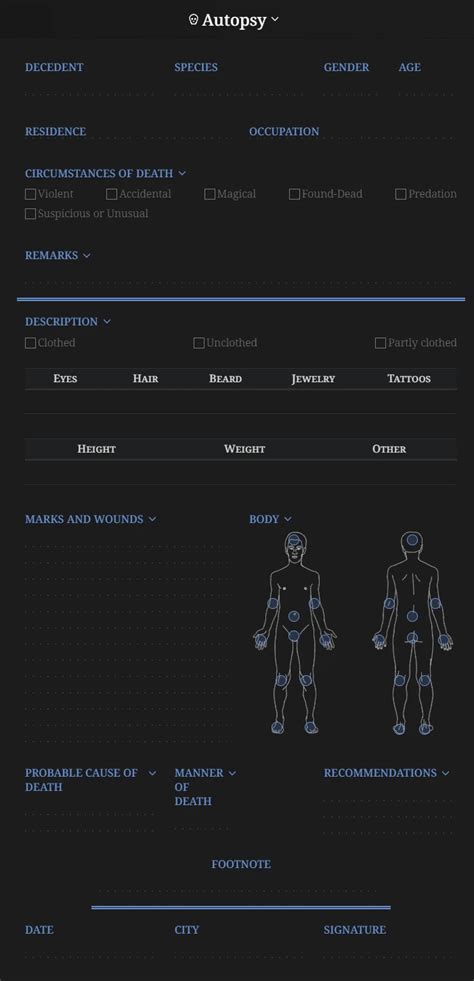 Autopsy Report Fancy A Story