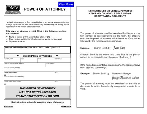 Oregon Dmv Form 735 0500 Power Of Attorney Document Template