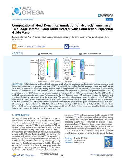 Pdf Computational Fluid Dynamics Simulation Of Hydrodynamics In A Two Stage Internal Loop