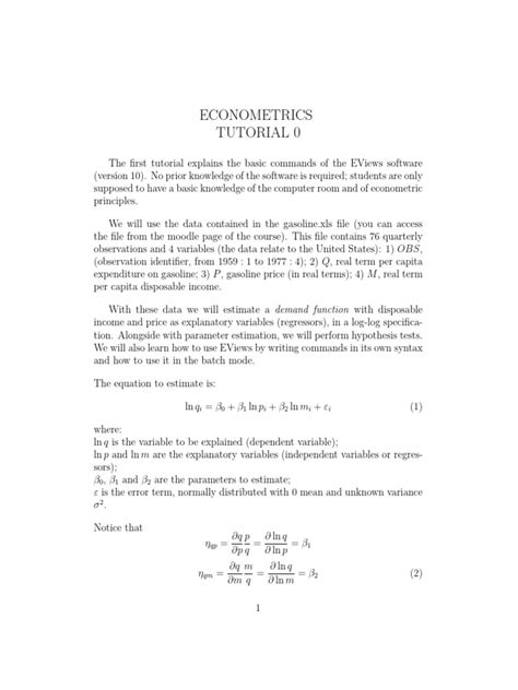 Econometrics Eviews 1 Pdf Statistics Errors And Residuals