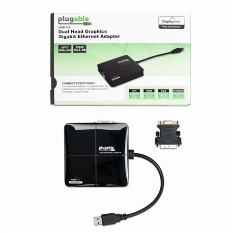Plugable Usb 3 0 Dual Display Adapter For Multiple Monitors With Gigab