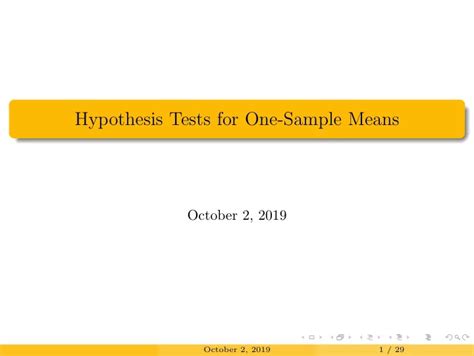 Ppt Hypothesis Tests For One Sample Means October 2 2019 October 2