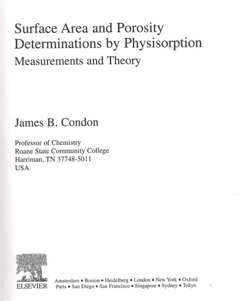 Pdf Surface Area And Porosity Determinations By Physisorption Measurements And Theory