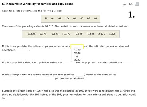 Solved 6 Measures Of Variability For Samples And