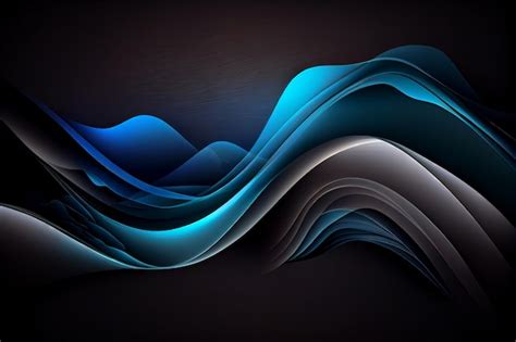 Premium Ai Image Black And Blue Abstract Background With Waves Generative Ai
