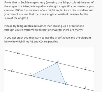 Answered Prove That In Euclidean Geometry So Using The 5th Postulate The Sum Of The Angles In