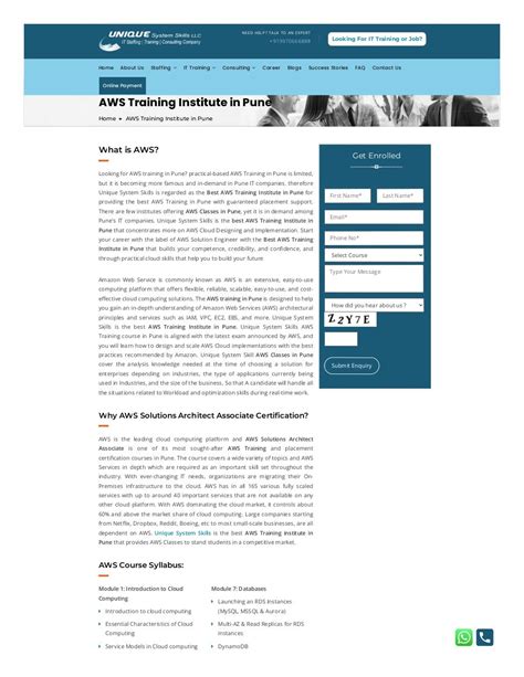 Aws Training Institute In Pune Aws Classes In Pune Unique System Skillspdf