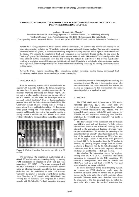 PDF Enhancing PV Module Thermomechanical Performance And Reliability By An Innovative Mounting
