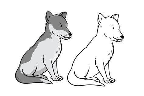 Wolf Pup Drawing Outline