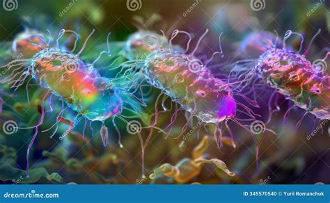 Vibrant Artistic Visualization Of Pseudomonas Aeruginosa Bacteria In A Microscopic Environment