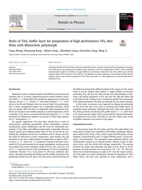 Pdf Roles Of Tio 2 Buffer Layer For Preparation Of High Performance