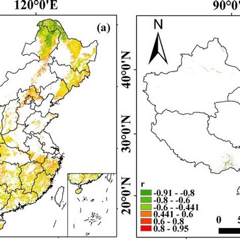 Spatial Pattern Of A All Pearsons Correlation Coefficients And B Download Scientific