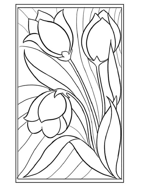 Printable Flowers Stained Glass Coloring Page Free Download And Print