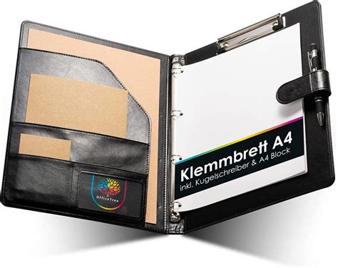 Officetree Klemmbrettmappe A4 Mit Deckel Schreibmappe Schwarz