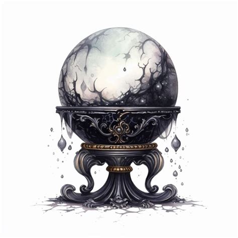 Premium Photo There Is A Drawing Of A Crystal Ball On A Stand Generative Ai