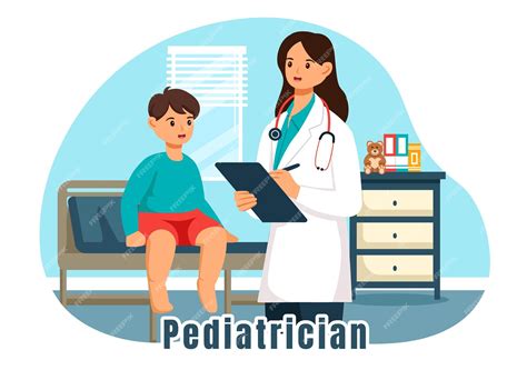 Premium Vector Pediatrician Vector Illustration With Examines Sick