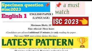 Isc Specimen Question Paper Latest Pattern Ti Doovi