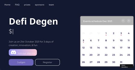 hackathon website template codesandbox