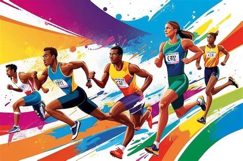 Premium Photo Illustration Of Athletes Taking Part In Various Track And Field Events Providing