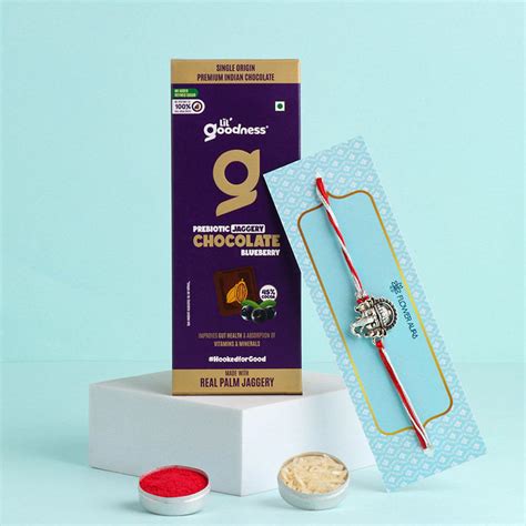 Buy Ganesha Rakhi N Prebiotic Jaggery Chocolate Combo At Rs390 Flower Aura