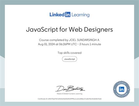 Joel Sundarsingh On Linkedin Certification Js Webdesign