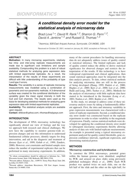 Pdf A Conditional Density Error Model For The Statistical Analysis Of