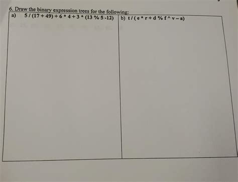 Solved 6 Draw The Binary Expression Trees For The