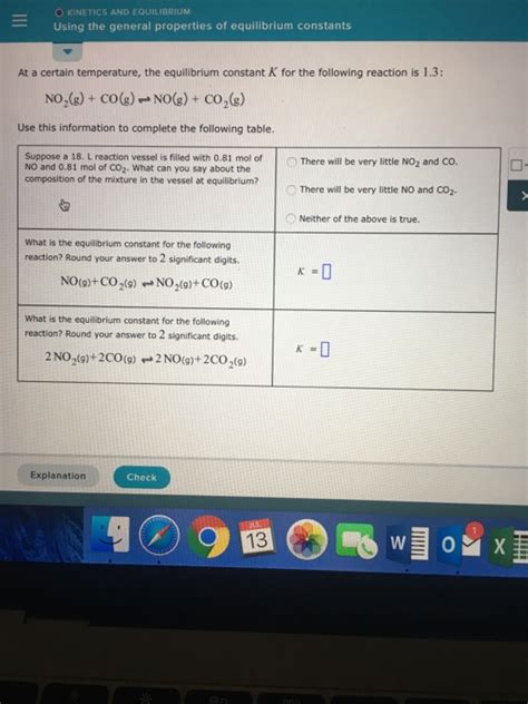 Solved O Kinetics And Equilibrium Using The General