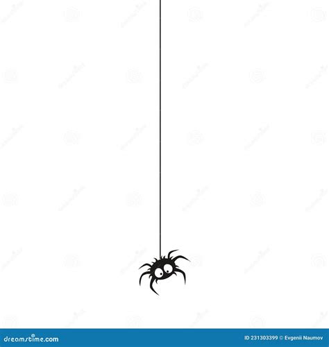 Cute Black Small Spider Hanging On String Vector Illustration Stock Vector Illustration Of