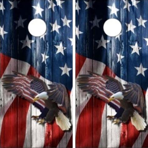 Cornhole Board Set American Flag Eagle Wood 2 Wake Forest Cornhole