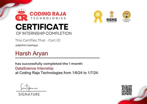 Harsh Aryan On Linkedin Internship Codingraja Continuouslearning