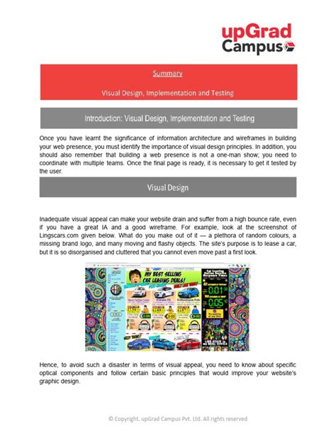 Summary Visual Design Implementation And Testing Pdf Software