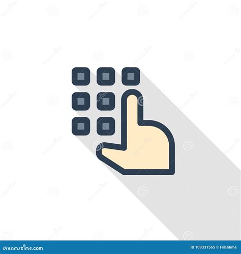 Pin Code Keypad Access Security Lock Hand Pushing Thin Line Flat Icon Linear Vector Symbol