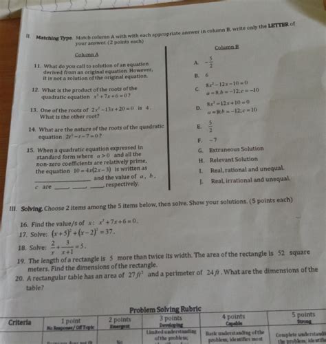 Solved Matching Type Match Column A With With Each Appropriate Answer