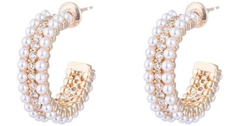 Eye Candy La Eye Candy Los Angeles Luxe Collection Glass Pearl Huggie Earrings In Metallic Lyst
