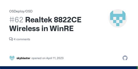 Realtek 8822ce Wireless In Winre · Issue 62 · Osdeployosd · Github