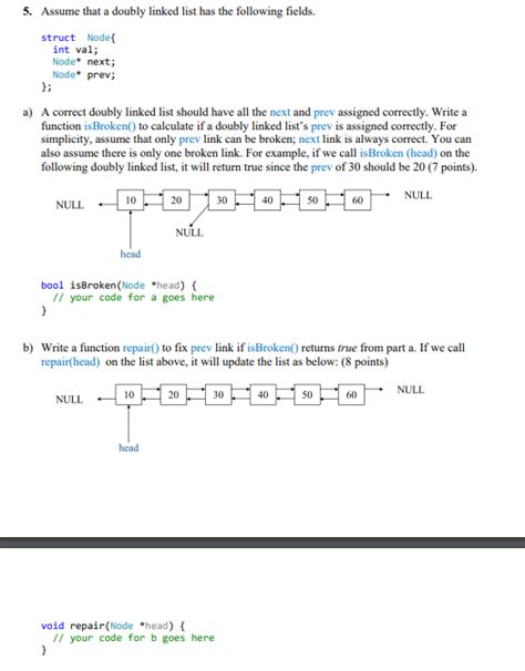 Solved 5 Assume That A Doubly Linked List Has The Following