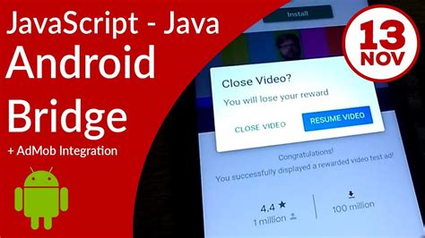 Javascript Java Android Bridge With Admob Integration Without Phonegap Or Cordova Youtube