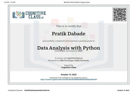 Certified In Data Analysis With Python By Ibm Pratik Dabade Posted On The Topic Linkedin