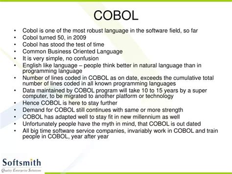Ppt Cobol Programming Simple Robust And Ever Evolving Language