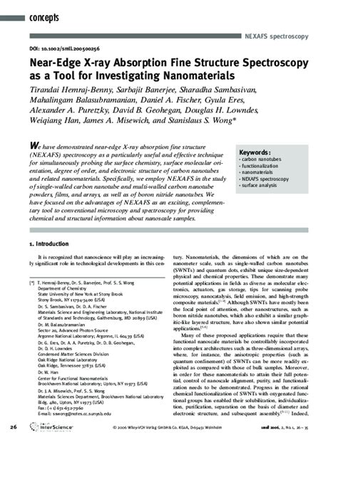 Pdf Near Edge X Ray Absorption Fine Structure Spectroscopy As A Tool For Investigating
