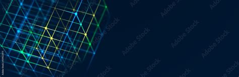 3d Cube Structure With Connected Dots And Lines Wireframe Construct Technological Concept Of