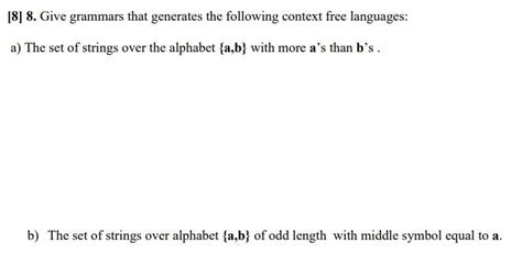 solved [8] 8 give grammars that generates the following