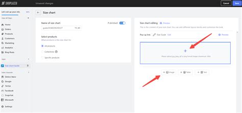 Size Chart Guide Creating Size Chart Shoplazza Help Center