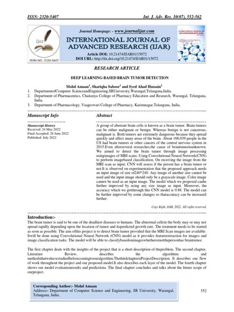 Deep Learning Based Brain Tumor Detection Download Free Pdf