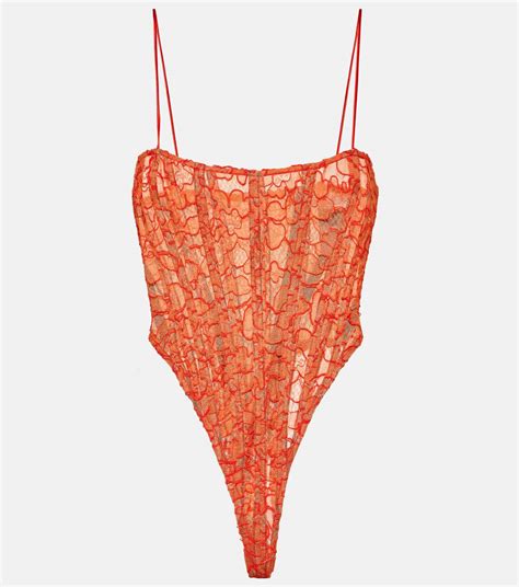 Lace Bodysuit In Orange La Quan Smith Mytheresa
