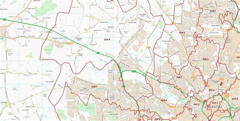 Postcode City Sector Map Coventry Digital Download Uk